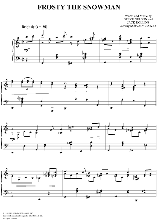 Frosty the Snowman" Sheet Music for Piano Solo - Sheet Music Now