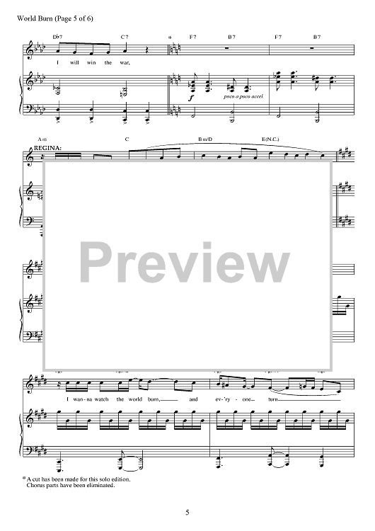 World Burn - from Mean Girls" Sheet Music for Piano/Vocal/Chords ...