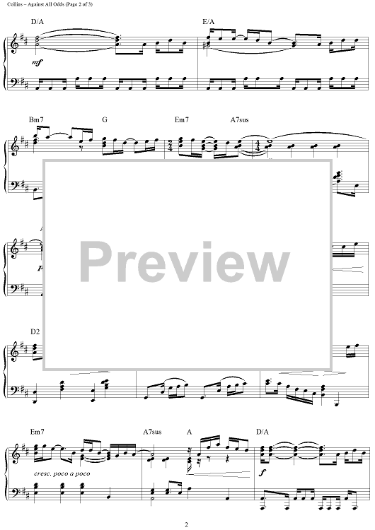 Against All Odds" Sheet Music by Mariah Carey; Phil Collins for Piano Solo - Sheet Music Now