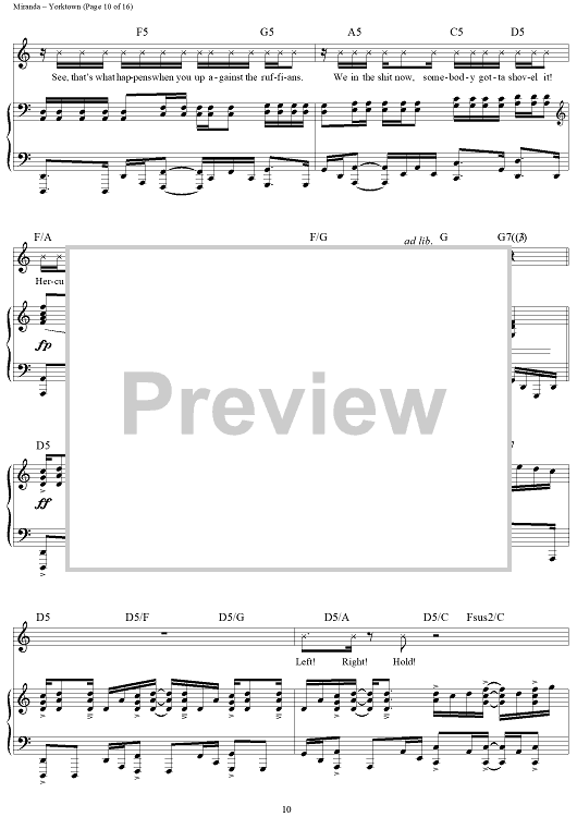 Yorktown (The World Turned Upside Down) from Hamilton" Sheet Music for ...