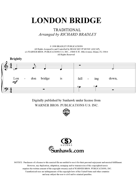 London Bridge" Sheet Music for Easy Piano/Vocal - Sheet Music Now