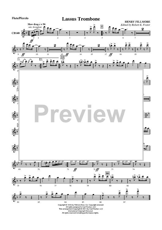 Lassus Trombone - Flute & Piccolo" Sheet Music for Concert Band - Sheet Music Now