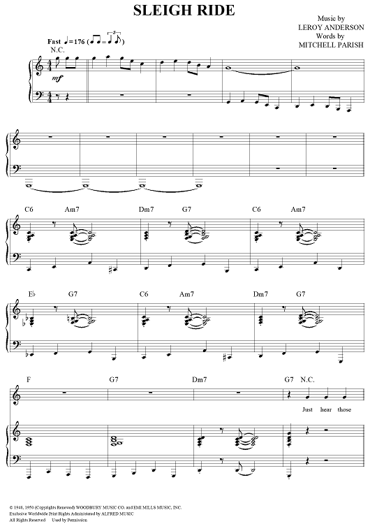Sleigh Ride" Sheet Music by The Ronettes for Piano/Vocal/Chords - Sheet ...