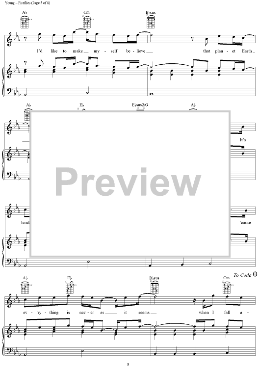 Fireflies" Sheet Music by Owl City for Piano/Vocal/Chords - Sheet Music Now