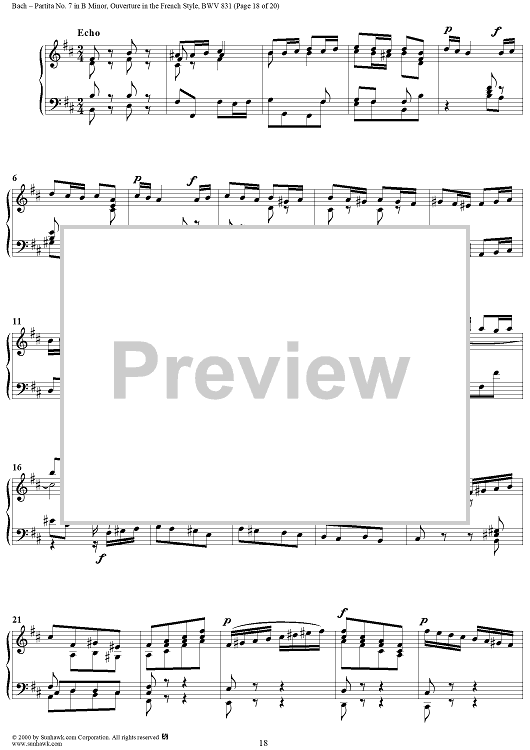 Overture in the French Style, BWV 831" Sheet Music for Piano Solo ...