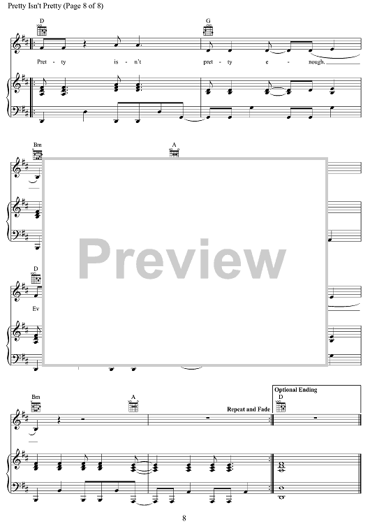 Pretty Isn't Pretty" Sheet Music by Olivia Rodrigo for Piano/Vocal ...