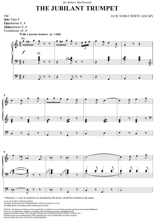 The Jubilant Trumpet" Sheet Music for Organ Solo - Sheet Music Now
