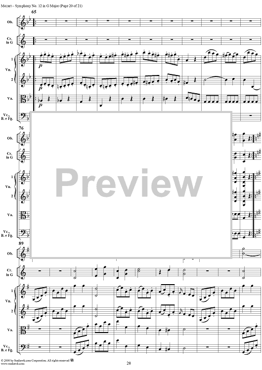 Symphony No. 12 in G Major, K110 - Full Score" Sheet Music for ...