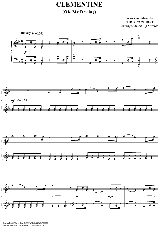 (Oh, My Darling) Clementine" Sheet Music for Piano Solo - Sheet Music Now