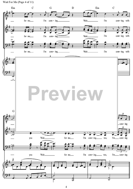 Wait For Me" Sheet Music for Piano/Vocal/Chords - Sheet Music Now