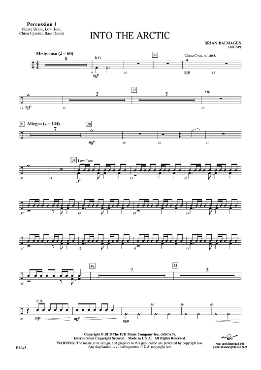 Into the Arctic - Percussion 1" Sheet Music for Concert Band - Sheet ...