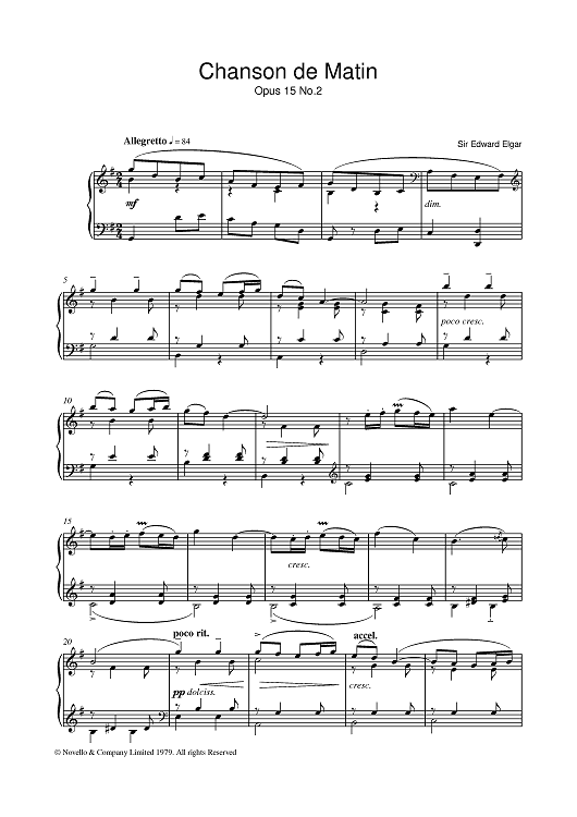 Chanson De Matin Opus 15, No. 2" Sheet Music for Piano - Sheet Music Now