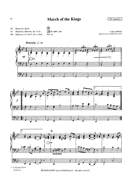 March of the Kings" Sheet Music for Organ Solo - Sheet Music Now