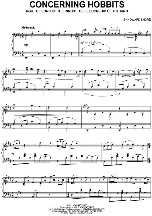 Concerning Hobbits" Sheet Music for Piano Solo - Sheet Music Now