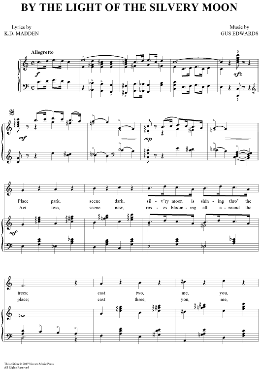 By The Light Of The Silvery Moon" Sheet Music for Piano/Vocal - Sheet ...