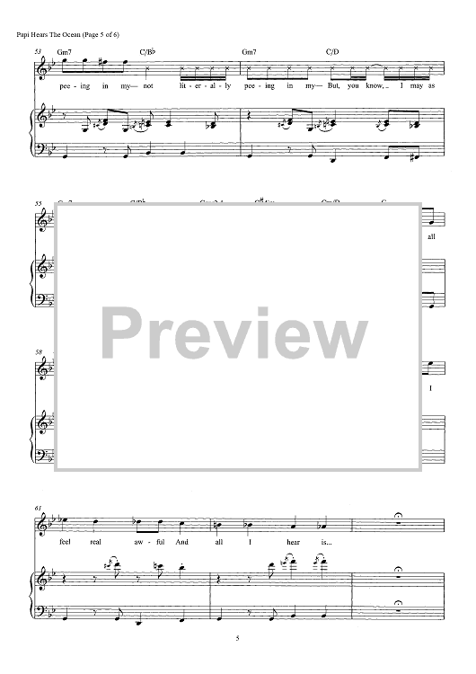 Papi Hears The Ocean" Sheet Music for Piano/Vocal/Chords - Sheet Music Now