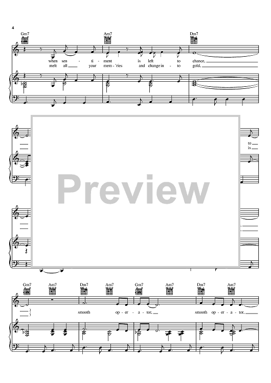 Smooth Operator" Sheet Music by Sade for Piano/Vocal/Chords - Sheet ...