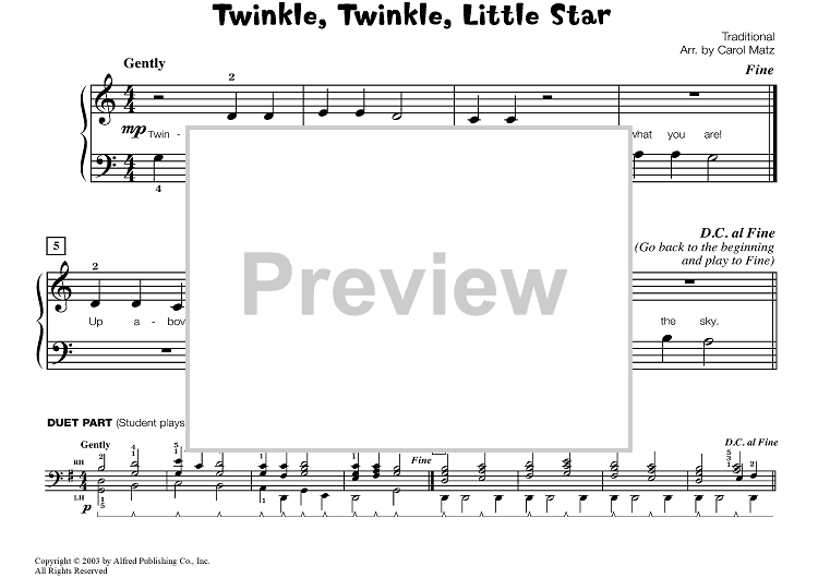 Piano Sheet Music For Beginners Twinkle Twinkle Little Star