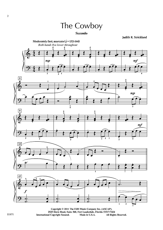 The Cowboy" Sheet Music for 1 Piano, 4 Hands - Sheet Music Now