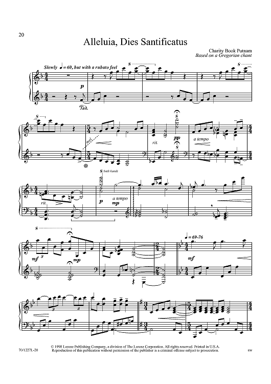 Alleluia, Dies Sanctificatus" Sheet Music for Piano Solo - Sheet Music Now