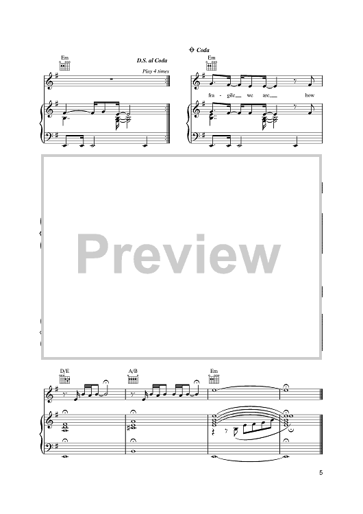 Fragile" Sheet Music by Sting for Piano/Vocal/Chords - Sheet Music Now