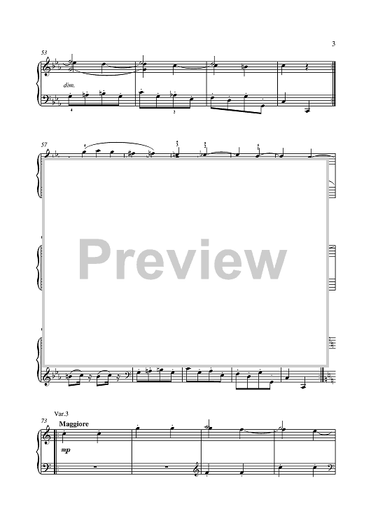 Theme and Three Variations on 'Ah, Vous Dirai-je, Maman' K265" Sheet ...