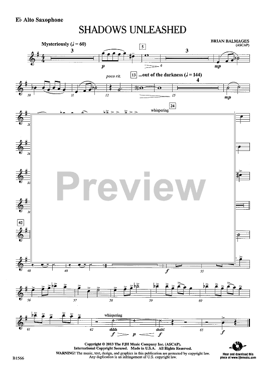 Shadows Unleashed - Eb Alto Sax" Sheet Music for Concert Band - Sheet Music Now