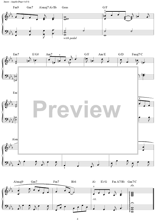 Angela" Sheet Music for Piano Solo - Sheet Music Now