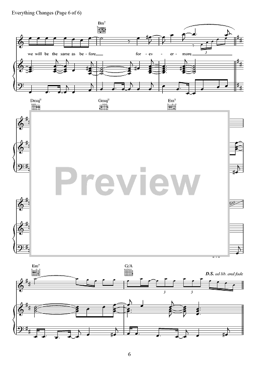 Everything Changes" Sheet Music by Take That for Piano/Vocal/Chords ...