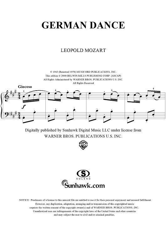 German Dance" Sheet Music for Easy Piano - Sheet Music Now