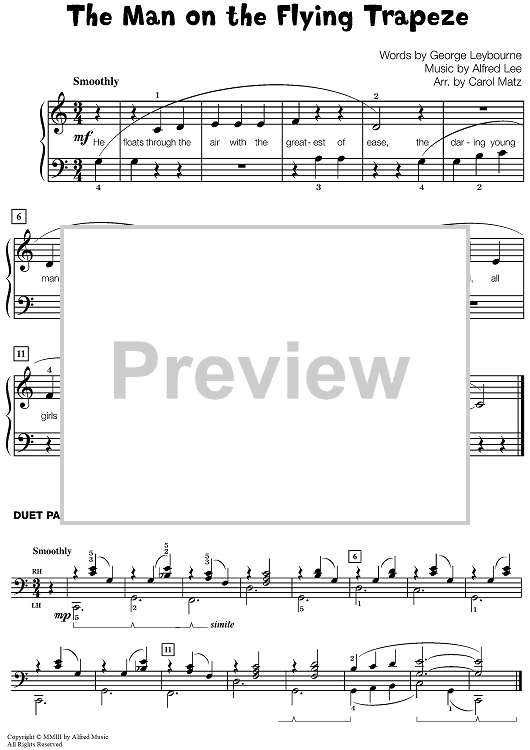 The Man on the Flying Trapeze" Sheet Music for Piano - Sheet Music Now