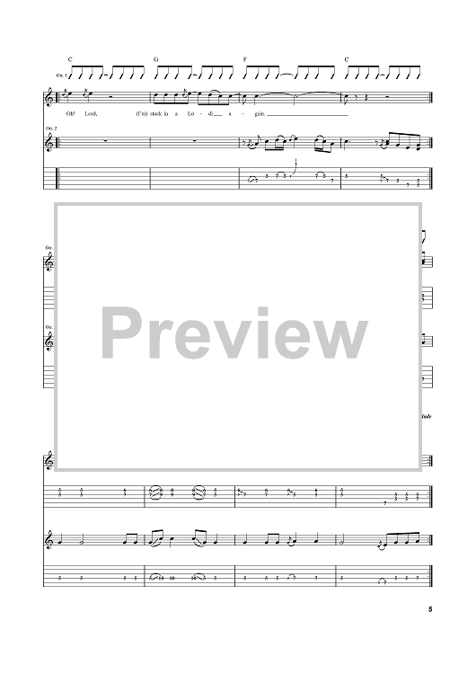 Lodi" Sheet Music by Creedence Clearwater Revival for Guitar Tab ...