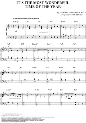 It's the Most Wonderful Time of the Year" Sheet Music for Piano Solo ...