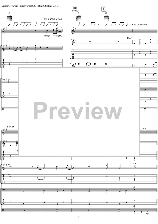I Don't Want to Spoil the Party" Sheet Music by The Beatles for Guitar Tab/Vocal/Chords - Sheet ...