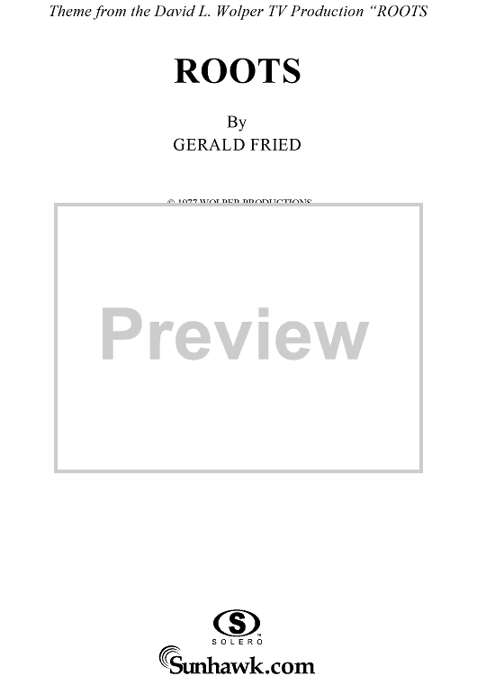 Roots (Main Theme)" Sheet Music for Piano Solo - Sheet Music Now