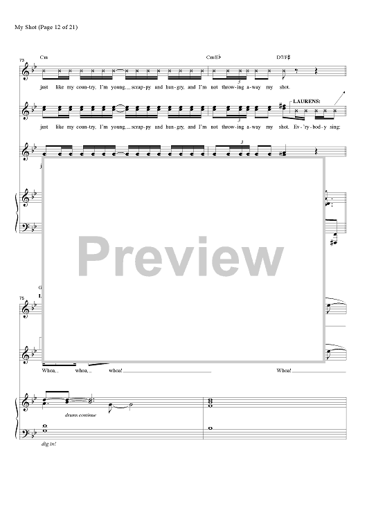 My Shot" Sheet Music for Piano/Vocal/Chords - Sheet Music Now