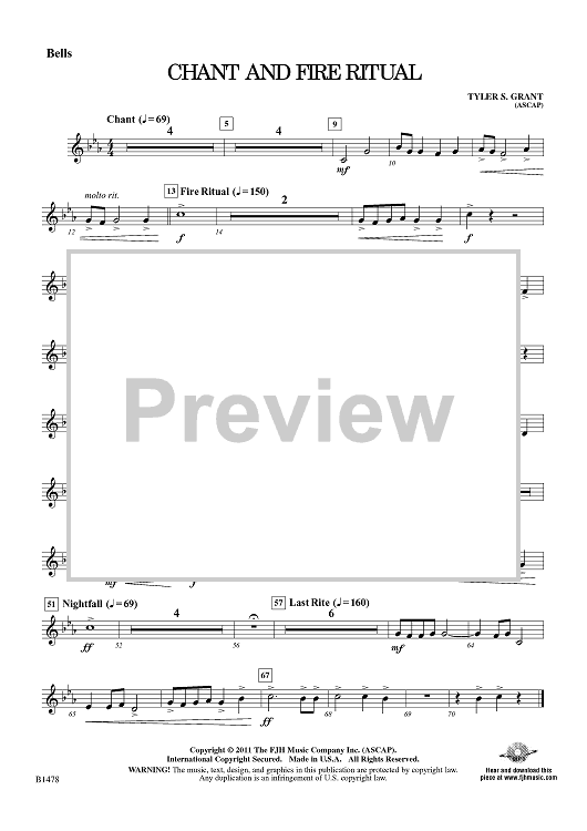 Chant and Fire Ritual - Bells" Sheet Music for Concert Band - Sheet ...