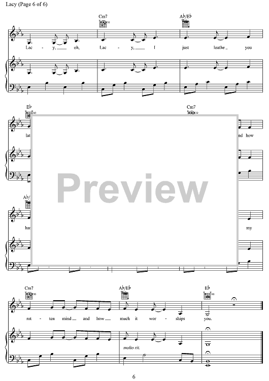 Lacy" Sheet Music by Olivia Rodrigo for Piano/Vocal/Chords - Sheet ...
