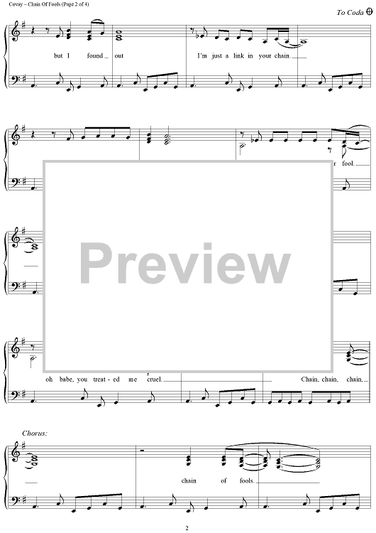 Chain of Fools" Sheet Music for Piano/Vocal/Chords - Sheet Music Now
