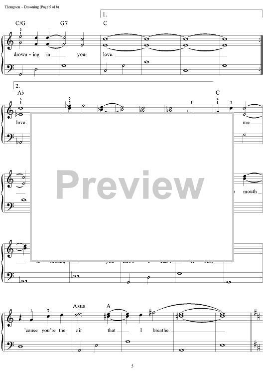 Drowning" Sheet Music by Backstreet Boys for Easy Piano/Vocal - Sheet ...