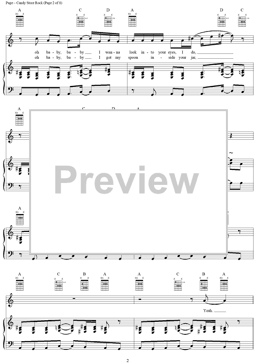 Candy Store Rock" Sheet Music by Led Zeppelin for Piano/Vocal/Chords ...