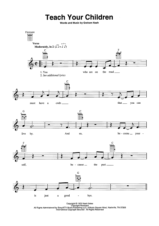 Teach Your Children" Sheet Music for Ukulele/Vocal - Sheet Music Now
