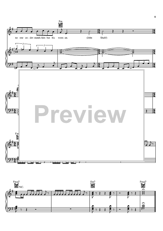 Theme From Shaft" Sheet Music by Isaac Hayes for Piano/Vocal/Chords ...