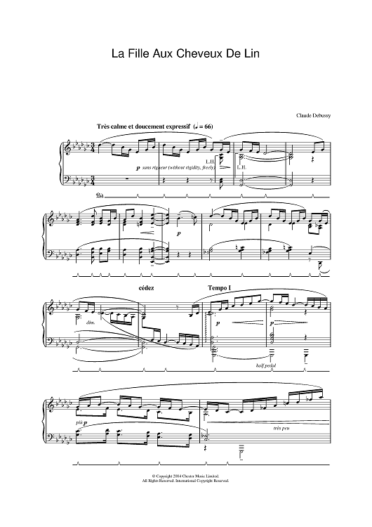 La Fille Aux Cheveux De Lin" Sheet Music for Piano - Sheet Music Now