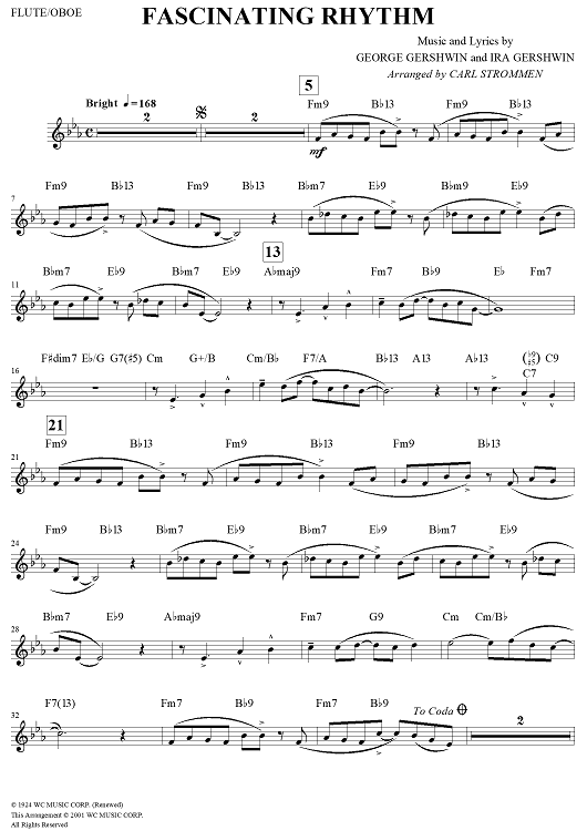 Fascinating Rhythm" Sheet Music for Flute or Oboe - Sheet Music Now