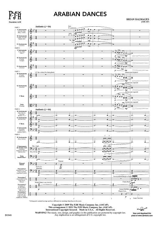 Arabian Dances - Score" Sheet Music for Concert Band - Sheet Music Now