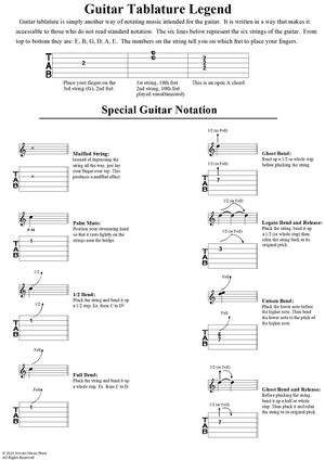 Guitar Tablature Legend" Sheet Music for Guitar Tab Legend - Sheet ...