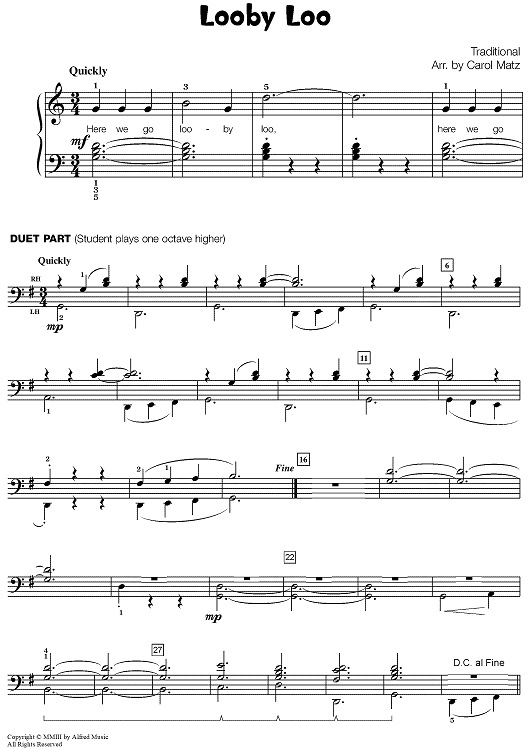 Looby Loo" Sheet Music for Piano - Sheet Music Now