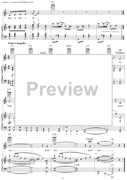 So Long, Farewell" Sheet Music for Piano/Vocal/Chords - Sheet Music Now