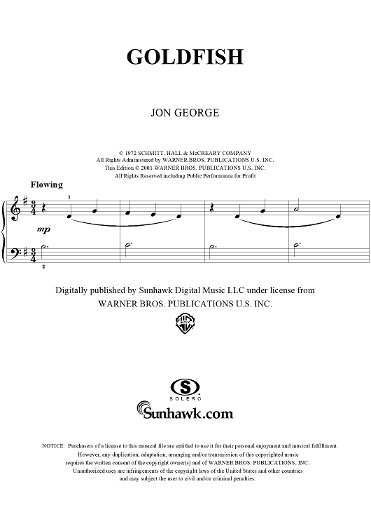 Goldfish" Sheet Music for Piano Solo - Sheet Music Now